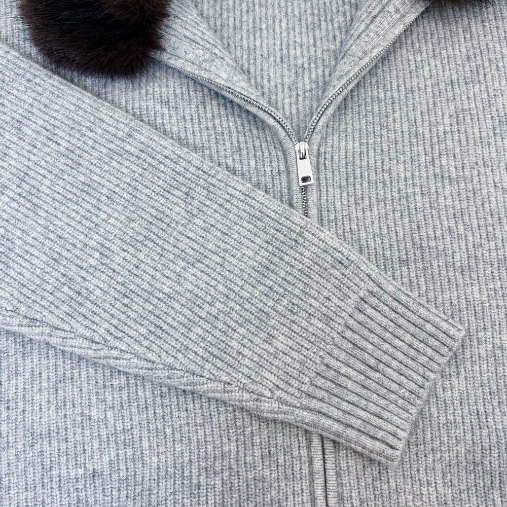 GREY FUR ZIP-UP – Aumille